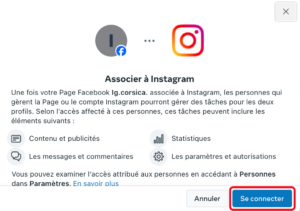 Lier compte Instagram et page Facebook pro - OGMA